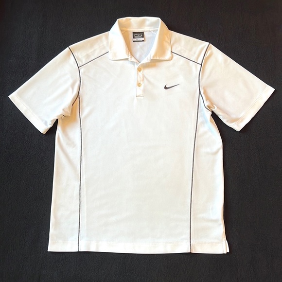 Nike | Shirts | Nike Golf White Pique Black Accent Stitch Short Sleeve ...